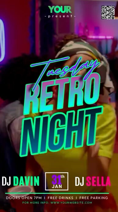 Tuesday Retro Night Party Template | PosterMyWall