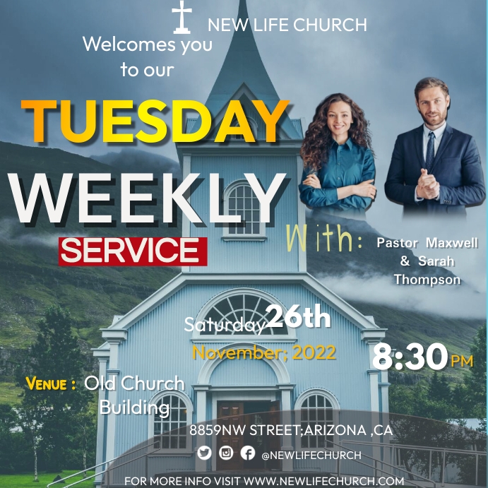 Tuesday service Template | PosterMyWall