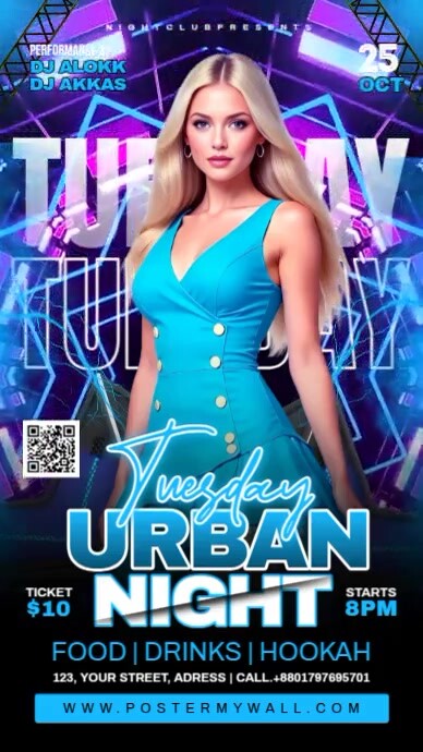 Modèle Tuesday Urban Night Party | PosterMyWall