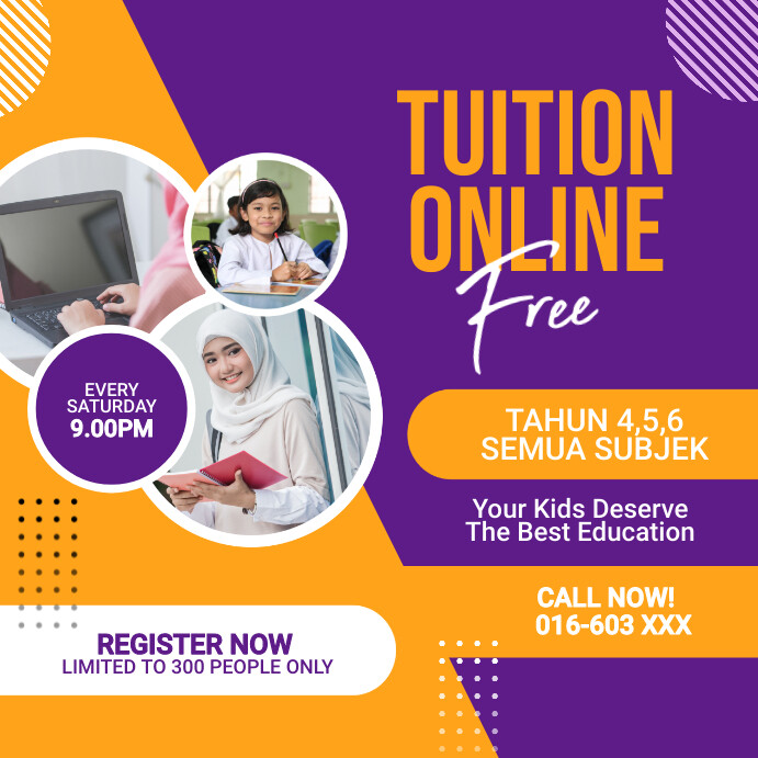Tuition Online Free Facebook Instagram Post Template | PosterMyWall