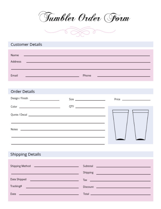 Tumbler Order Form Template | PosterMyWall