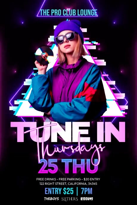 Plantilla de Tune In Thursdays Neon | PosterMyWall
