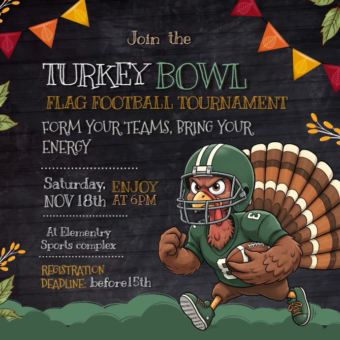 Turkey Bowl Instagram Post Template | PosterMyWall