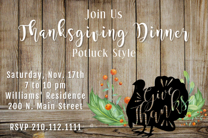 Turkey Dinner Invite Template | PosterMyWall
