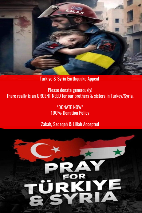 turkey syria earthquake appeal poster Template | PosterMyWall