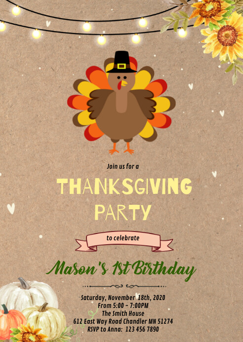 Copy of Turkey thanksgiving picnic theme | PosterMyWall