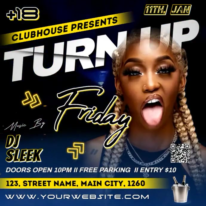 TURN UP FRIDAY PARTY FLYER POSTER Template | PosterMyWall