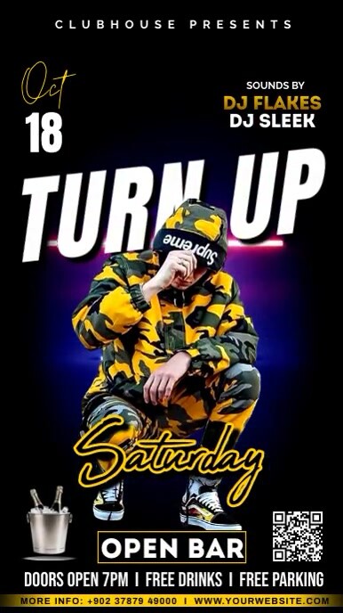 Plantilla de TURN UP SATURDAY NIGHT PARTY FLYER TEMPLATE | PosterMyWall
