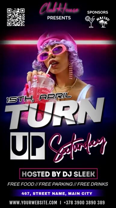 TURN UP SATURDAY PARTY FLYER TEMPLATE | PosterMyWall