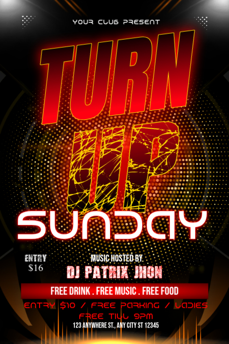 Turn up Sunday poster Template | PosterMyWall