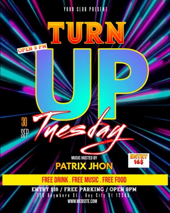 Turn up tuesday video Template | PosterMyWall