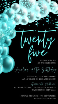 Turquoise Balloons Birthday Invitation Template | PosterMyWall