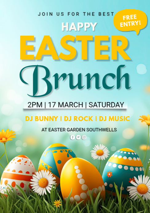 Turquoise Easter Brunch A5 Template | PosterMyWall