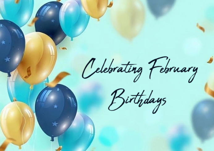 Turquoise February Birthdays Celebration A4 Template | PosterMyWall