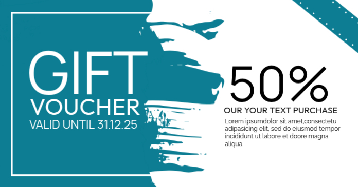 Turquoise Gift Voucher Facebook Shared Image Template | PosterMyWall