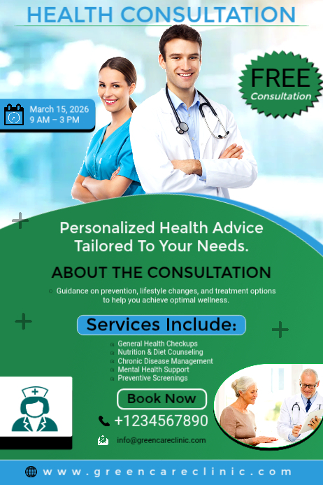 Turquoise Health Consultation Poster Template | PosterMyWall