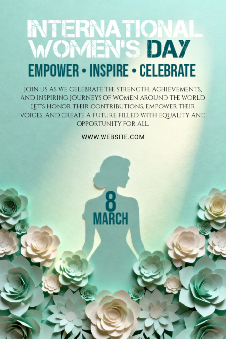 Turquoise International Women's Day Pinterest Graphic Template ...