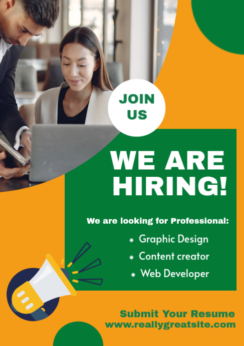 Turquoise Job Recruitment A4 Template | PosterMyWall