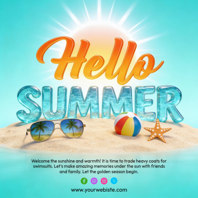 Turquoise Joyful Summer Celebration Instagram Post Template | PosterMyWall