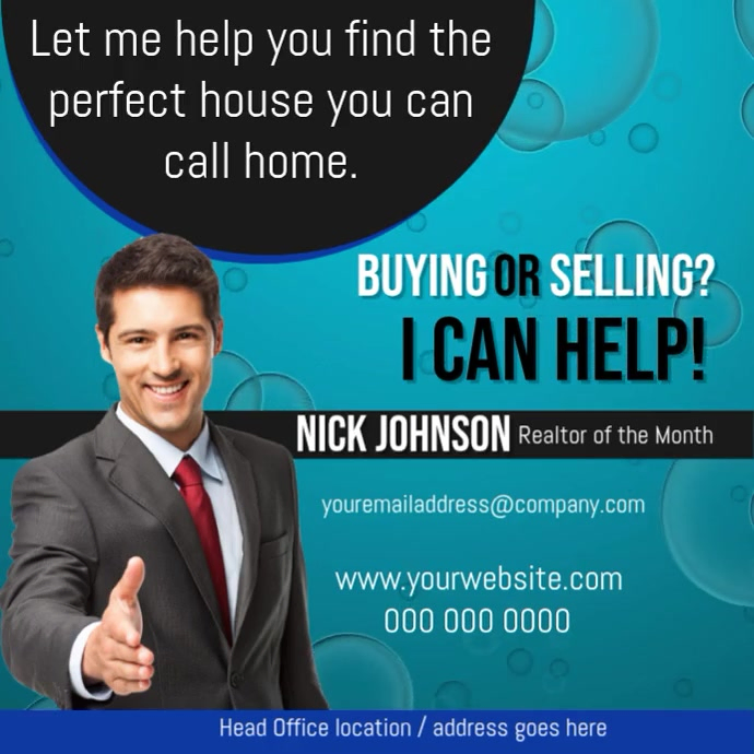 Turquoise Real Estate Services Square Video Template | PosterMyWall