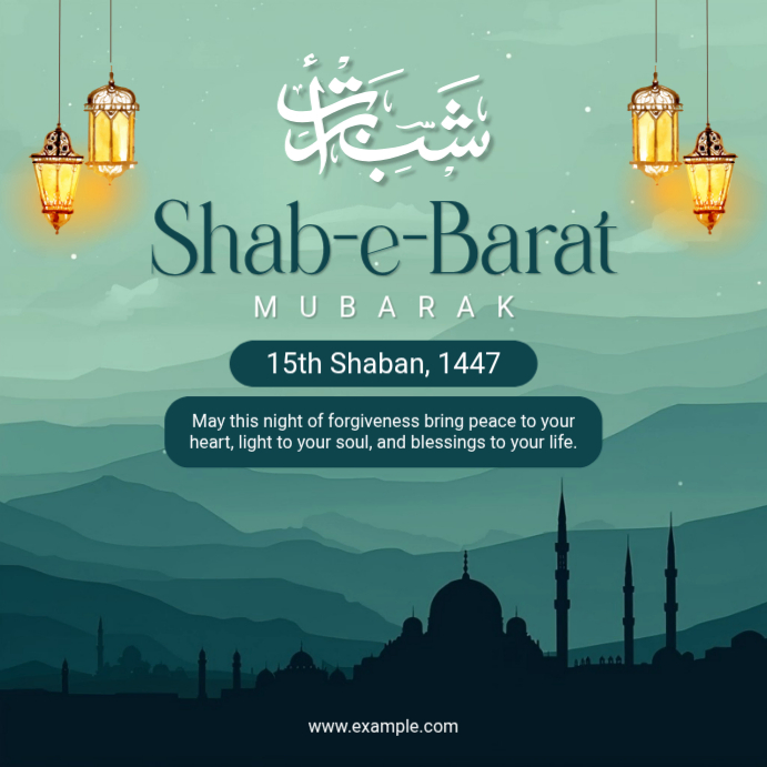 Turquoise Shab-e-Barat Celebration Instagram Post Template | PosterMyWall