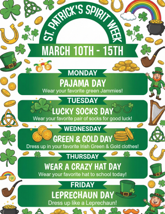 Turquoise St. Patrick's Spirit Week Flyer Template | PosterMyWall
