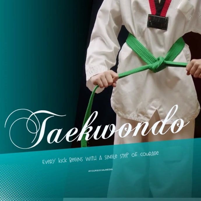 Turquoise Taekwondo Square Video Template | PosterMyWall