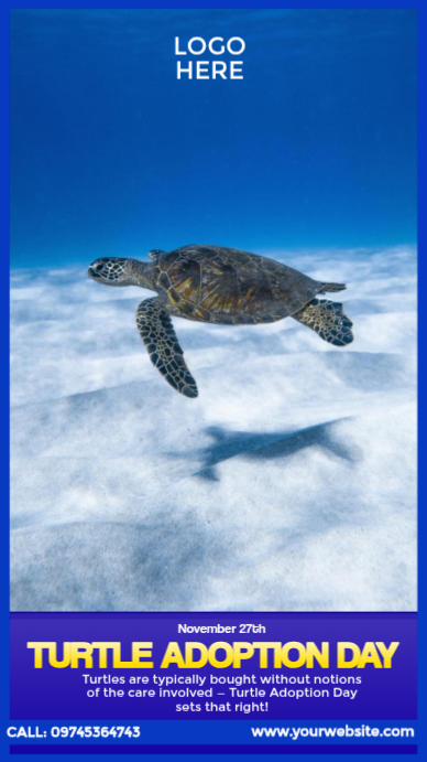 Plantilla de Turtle Adoption Day | PosterMyWall