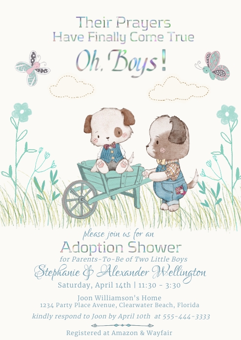 Copy of Twin Boys Adoption Shower Invitation | PosterMyWall