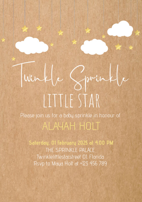 Twinkle sprinkle little star baby shower invitation Template | PosterMyWall