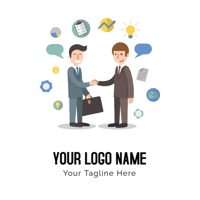 Two Man Handshaking Illustration Logo Template | PosterMyWall