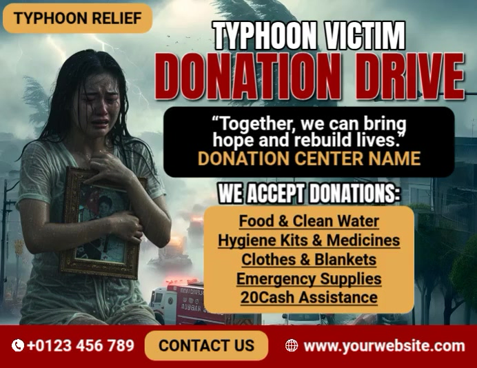 Plantilla de Typhoon disaster relief drive | PosterMyWall