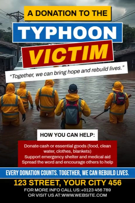 Typhoon Donation Fundraiser Template | PosterMyWall