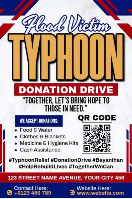Typhoon Victim Donation Drive Template | PosterMyWall