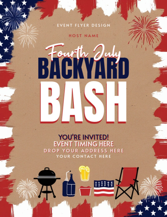 Typographic 4th Of July Backyard Bash – Family Edition Grunge Flyer (us ...