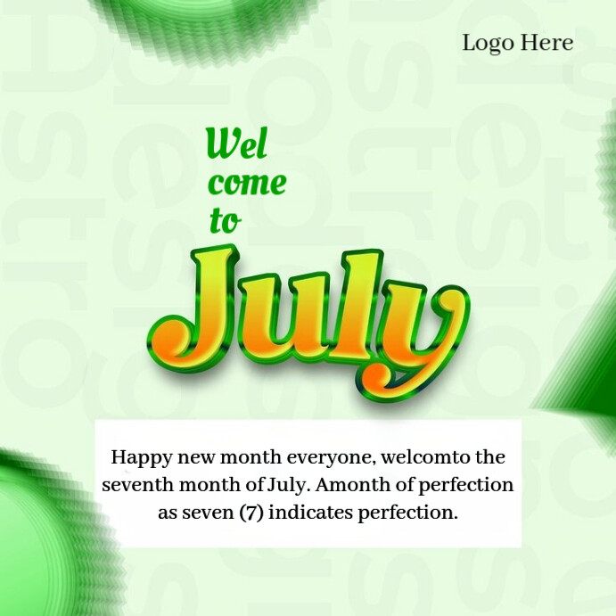 Typographic 7th Month July Welcome Happy New Month Instagram Post ...