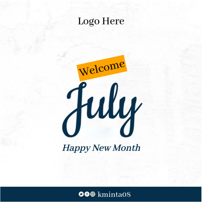 Typographic Abstract Welcome July New Month Instagram Post Template ...