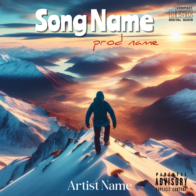 Copy of Typographic Alone Man Ice Mountains Song Album Cover | PosterMyWall