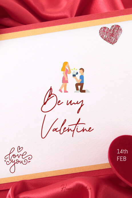 Typographic Be My Valentine Poster Template | PosterMyWall