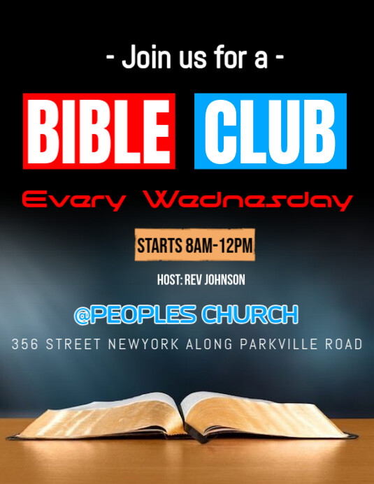 Typographic Bible Club Invite Flyer (us Letter) Template | PosterMyWall