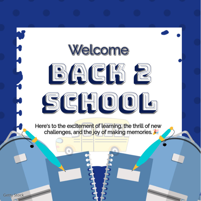 Typographic Blue And White Illustrated Welcome Back To School Instagram ...
