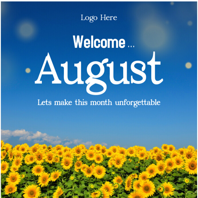 Typographic Blue And Yellow Ilustrative Welcome August Instagram Post ...
