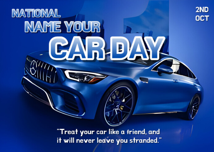 Typographic Blue Background Illustrative National Name Your Car Day ...