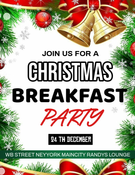 Typographic Christmas Breakfast Party Flyer (us Letter) Template ...