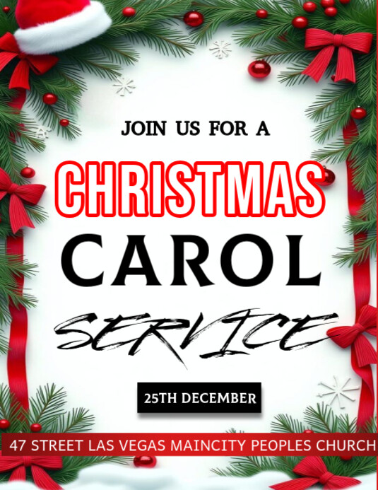 Typographic Christmas Carol Service Invite Flyer (us Letter) Template ...