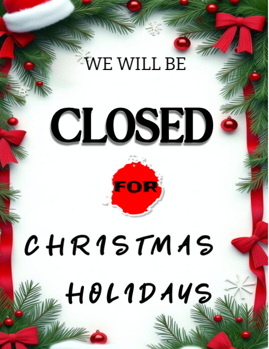 Typographic Closed For Christmas Holidays Flyer (us Letter) Template | PosterMyWall