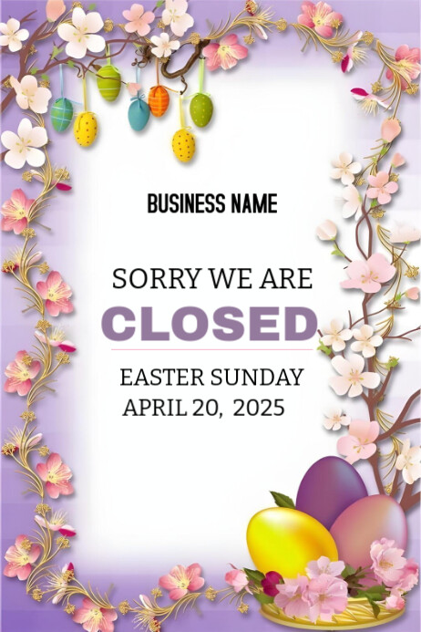 Plantilla de Typographic Closed For Easter Poster | PosterMyWall
