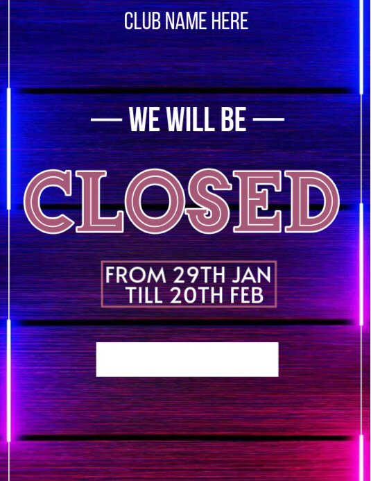 Copy of Typographic Club Closed Announcement Flyer (us Letter ...