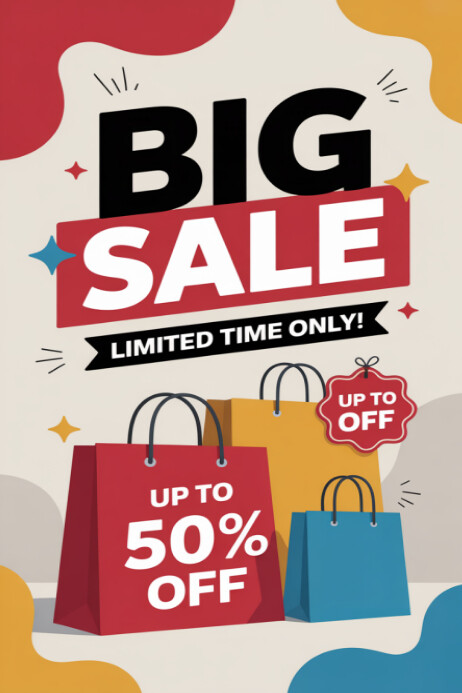 Typographic Colorful Big Sale Flayer Template Up To 50% Off Promotion ...