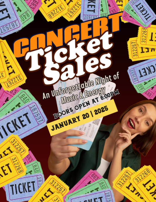 Typographic Concert Ticket Sales Flyer (us Letter) Template | PosterMyWall